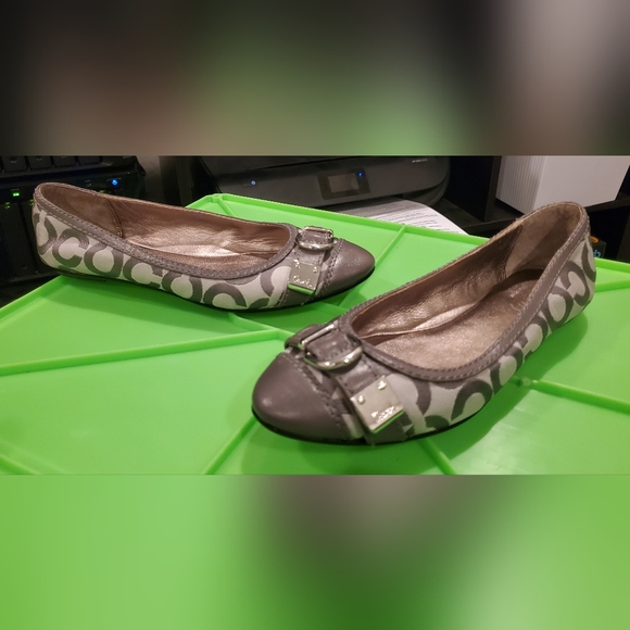Coach | Shoes | Coach Monica Monogram Flats Light Grey Datk Grey Womens ...